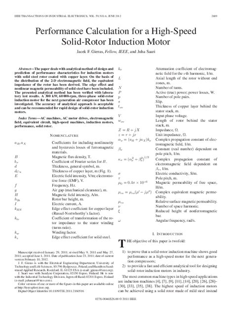 Pdf Analytical Design Of Solid Rotor Induction Motors
