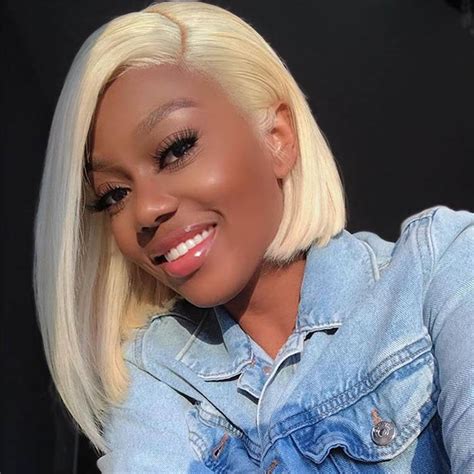 613 Straight 44 Bob Wigs Middle Part Short Blonde Bob Wigs West Kiss