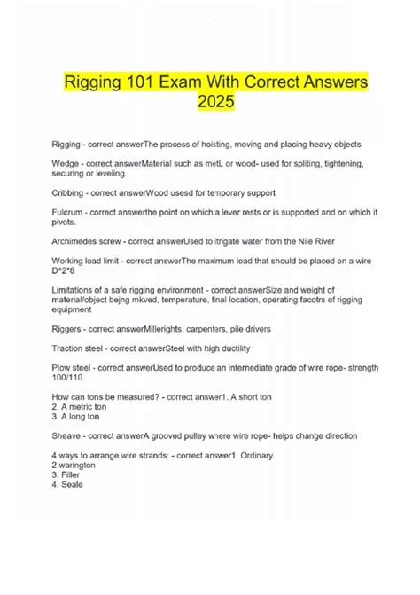 Rigging 101 Exam With Correct Answers 2025 Rigging 101 Stuvia Us
