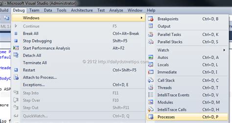 How To Get List Of Attached Processes In Visual Studio While Debugging