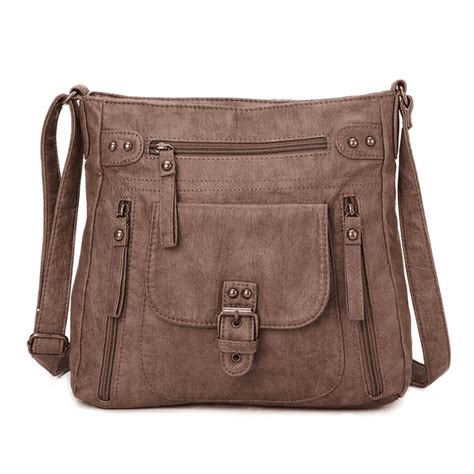 Kl928 Multi Zipper Pockets Messenger Bag Large Crossbody Shoulder Bag