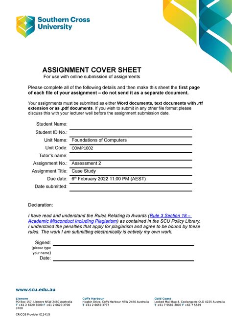 first initial last name comp1002 a2 assignment cover sheet for use