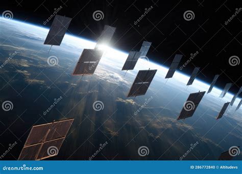 Cubesats With Solar Sails In A Row Stock Illustration Illustration Of Future Innovation