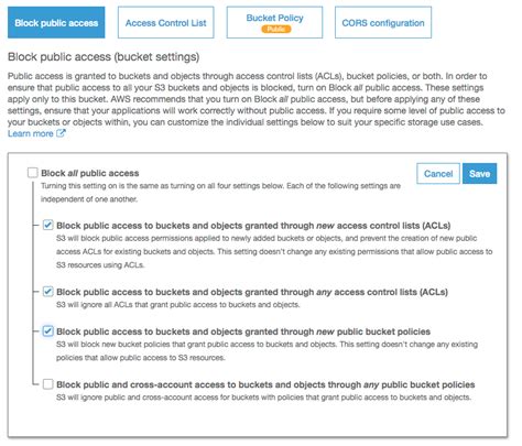 Amazon S3 S3 Cors Configuration Superseded By Public Access Settings