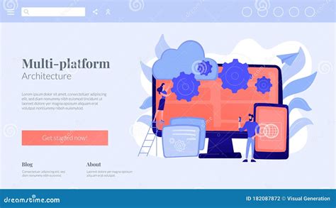 Cross Platform Programming Concept Landing Page Stock Vector