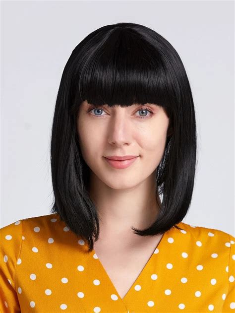 Natural Short Bob Wig With Bangs