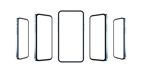 투명한 배경에 격리된 3d 스마트폰 모형 빈 화면 새로운 모델 12와 파란색 현실적인 휴대 전화 템플릿 웹 또는 앱 디자인 벡터 일러스트레이션을 표시하기 위한 서 있는