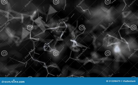 White Abstract Network Connections Neural Networks Dots Connected By Lines Move Chaotically On