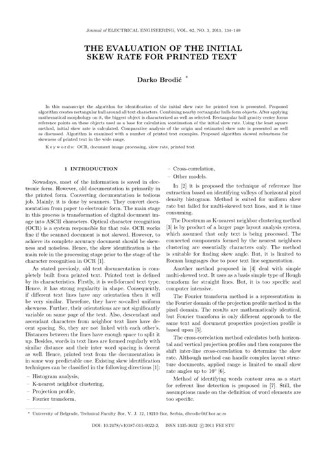pdf the evaluation of the initial skew rate for printed text