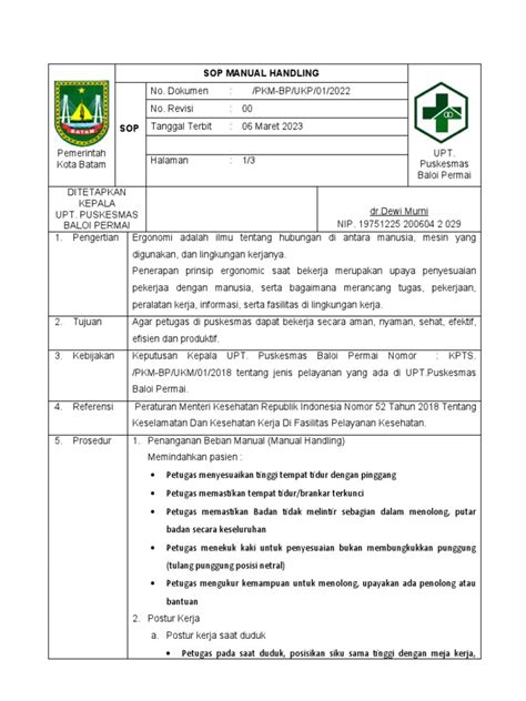 sop manual handling pdf