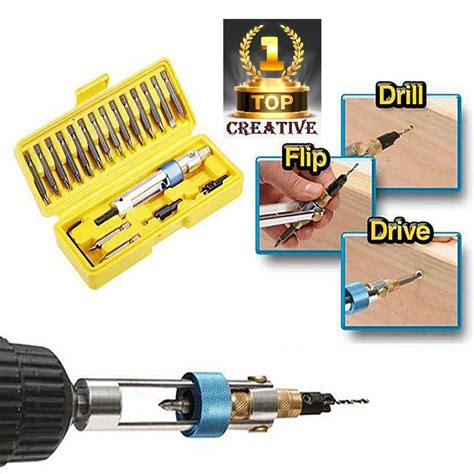 Jual Half Time Drill Driver Multi Screwdriver 2 In 1 Drill Bit Set 20 Pcs Hss Flip Bor Obeng Set