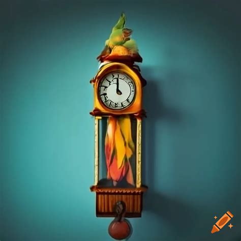 Parrot Inside A Vintage Grandmother Clock On Craiyon