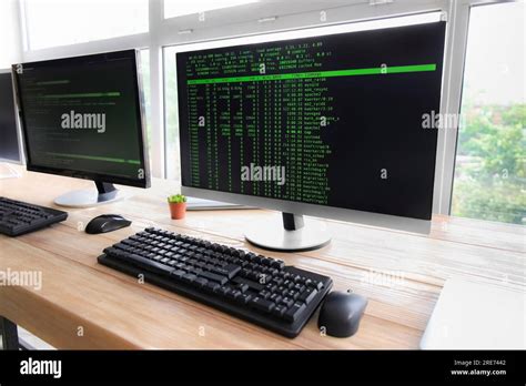 computer monitor with command line interface at programmer s workplace