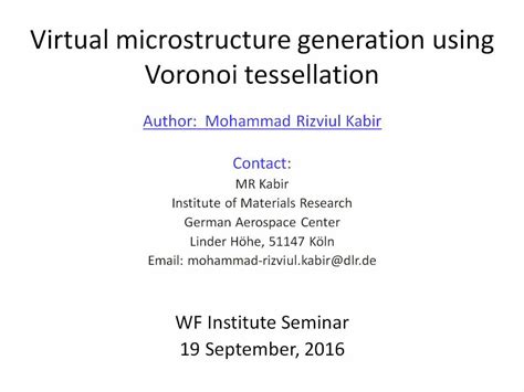 Pdf Virtual Microstructure Generation Using Voronoi Tessellation