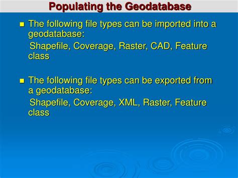 Ppt Geodatabases In Gis Engineering Geographic Information Systems Cive 7397 Spring 09