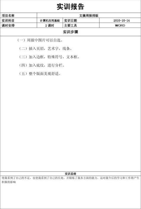 计算机应用基础实训报告（八篇） 范文118