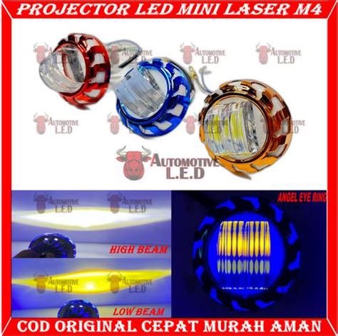 Jual ORIGINAL LAMPU LED LASER M4 LASER PROJIE LED 2 WARNA LAMPU UTAMA MOTOR H6 H4 LAMPU