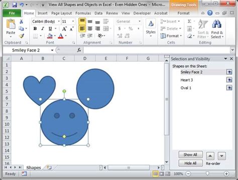 How To View Arrange Or Hide All Shapes Charts Pictures Etc In