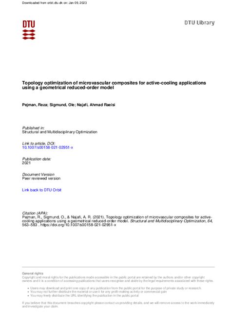 Pdf Topology Optimization Of Microvascular Composites For Active