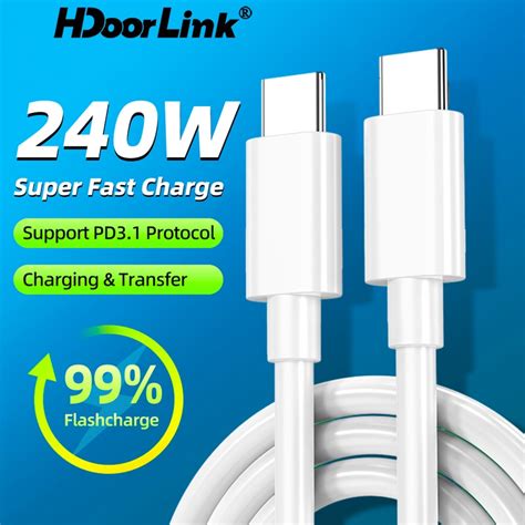 Hdoorlink W W Type C To Type C Fast Charging Cable Usb Quick Charge Data Cord Shopee