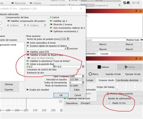 Activation Of Laser Commands And Air Assistance Lightburn Software