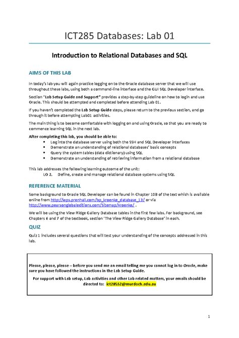 Ict285 Lab 01 Lab Ict285 Databases Lab 01 Introduction To