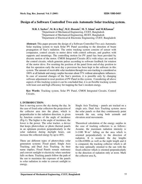 Pdf 68 Gp 1 Design Of A Software Controlled Two Axis Automatic Solar Tracking System