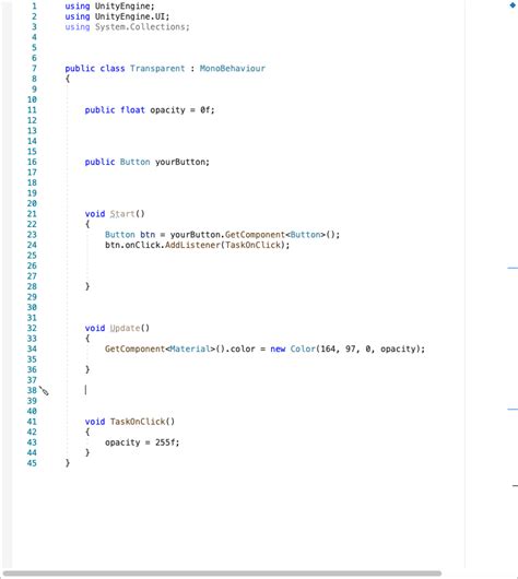 How To Set Opacity Upon Mouse Click Unity Engine Unity Discussions