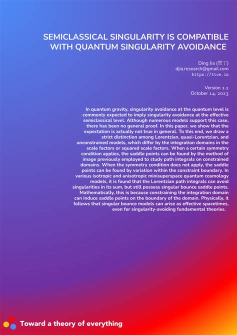 Pdf Semiclassical Singularity Is Compatible With Quantum Singularity