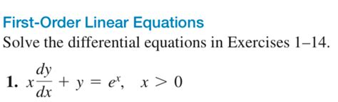 Solved First Order Linear EquationsSolve The Differential Chegg