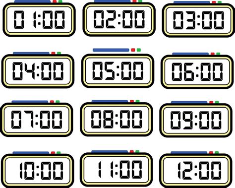 Digital Reloj Hora Plano Vector Conjunto Con 24 Horas Digital Número