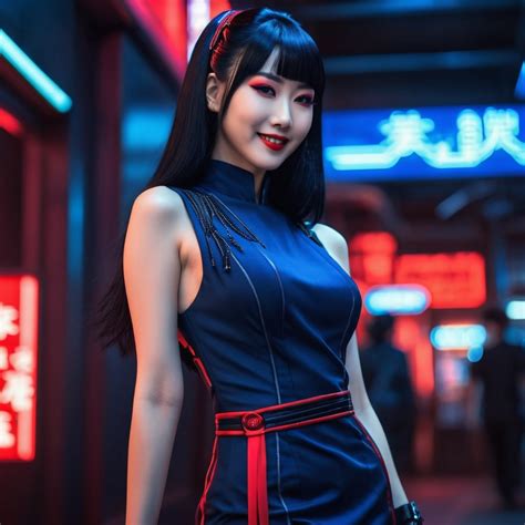 Elegant Cyberpunk Woman In Futuristic Japanese Club Stable Diffusion