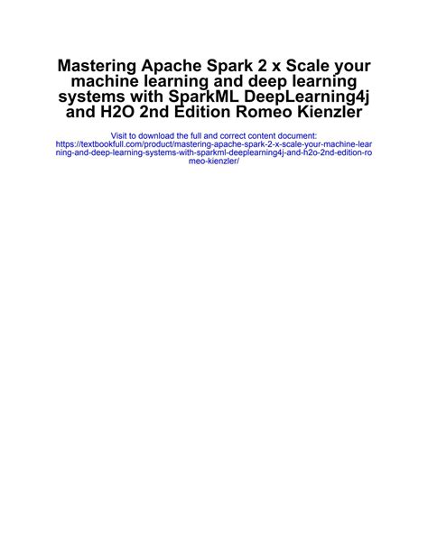mastering apache spark 2 x scale your machine learning and deep