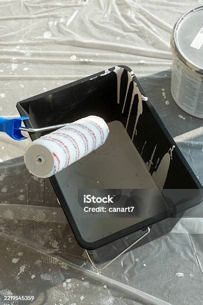 집 개조를 위해 흰색 페인트가 칠해진 트레이에 담그는 페인트 롤러 20 29세에 대한 스톡 사진 및 기타 이미지 20 29세 Diy 건설 산업 Istock