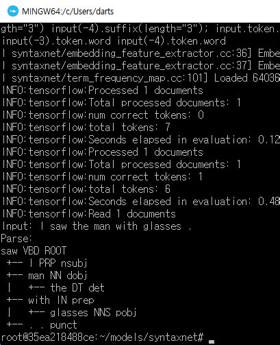 Sw정리 Docker를 이용한 Syntaxnet 실행기