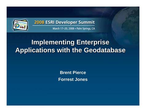 Pdf Implementing Enterprise Applications With The Geodatabase Dokumentips