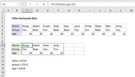 Filter Horizontal Data Excel Formula Exceljet