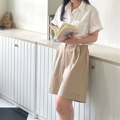 조블리마켓 버뮤다팬츠 여성반바지 5부 밴딩 바스락 나일론 여성 여름 정장 반바지