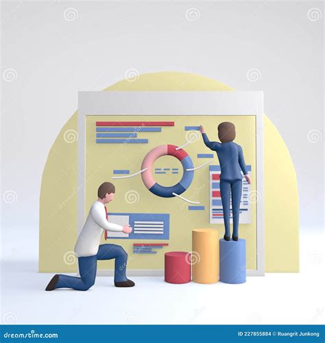 Business Meeting Concept 3d Isometric Web Banner With People Scene Stock Illustration