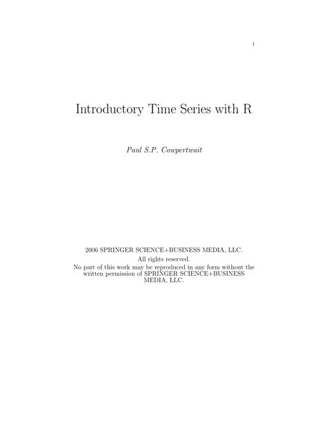 Pdf Introductory Time Series With R