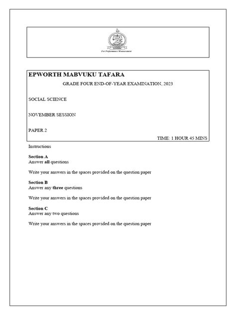 Grade 4 Paper 2 Social Science Pdf