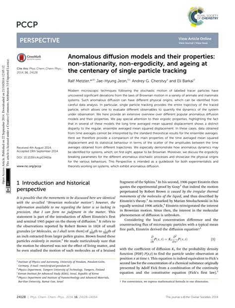Pdf Anomalous Diffusion Models And Their Properties Non Stationarity