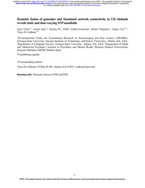 (PDF) Dynamic fusion of genomics and functional network connectivity in UK biobank reveals ...