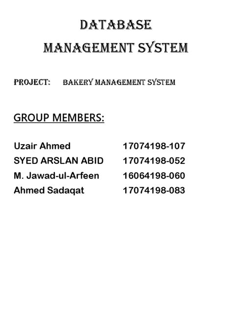 Bakery Management System Project Final Pdf Information Retrieval