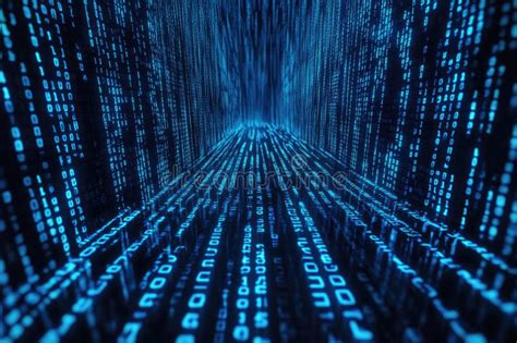 Blue Digital Binary Code Streaming On A Computer Screen Creating A Futuristic And High Tech