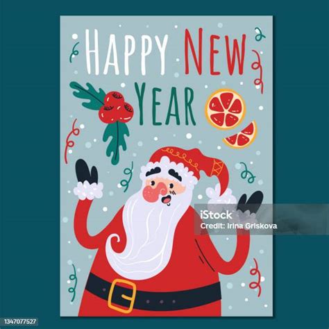 메리 크리스마스와 새해 파티 인사말 산타 절 카드 전단지 포스터 디자인 요소 벡터 일러스트 12월에 대한 스톡 벡터 아트 및 기타 이미지 12월 겨울 공휴일 Istock