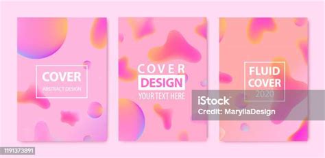 추상 유체 창조적 인 템플릿 카드 색상 커버 세트의 벡터 세트 기하학적 디자인 액체 모양 파스텔 및 네온 디자인 기하학적 유체 그래픽 모양 3차원 형태에 대한 스톡 벡터