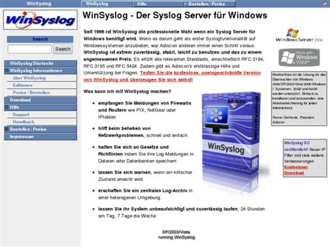 Winsyslog de Syslog für Windows WinSyslog Server Software