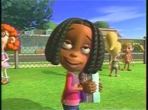 An Animated Image Of A Girl Holding A Sign In Front Of Some Other