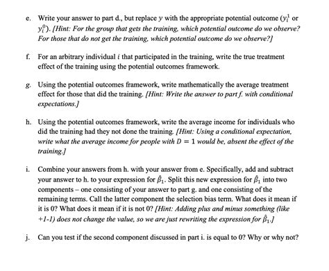 Solved Indicator Variables Potential Outcomes Framework